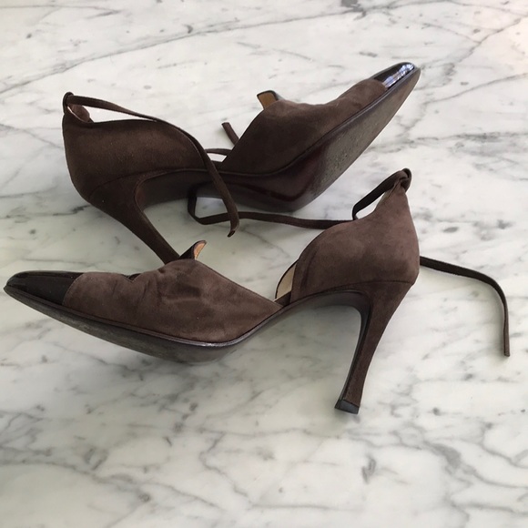 GDM | Shoes | Gdm Brown Suede Leather Slingback Heels | Poshmark